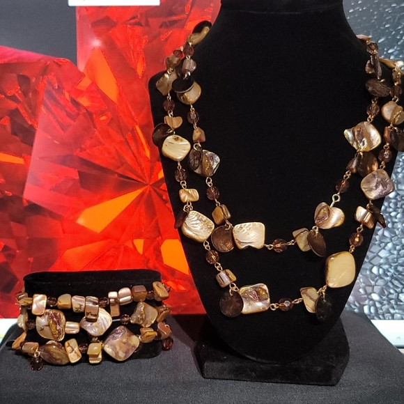 Style & Co. | Jewelry | Nwt Beautiful Brown Shell Necklace And Bracelet ...